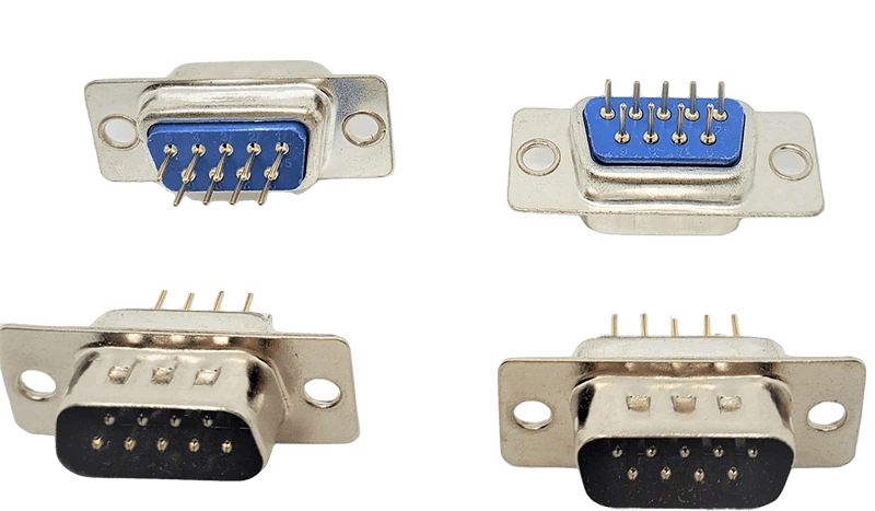 DB9 DIP Straight Pin PCB Mount D-Sub Connector, 9 Pins Male